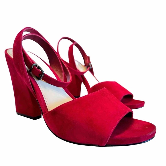 Via Spiga | Shoes | Via Spiga Piper Red Suede Ankle Strap Sandals Open ...